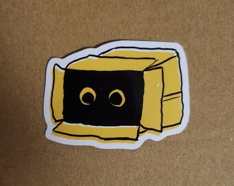 Cute Cat in Box Black Cat Sticker Kawaii Animal Sticker Laptop Sticker ...