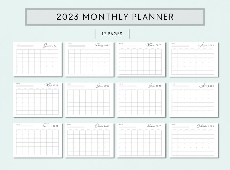 2023 Monthly Calendar 2023 Planner Sunday / Monday Start - Etsy