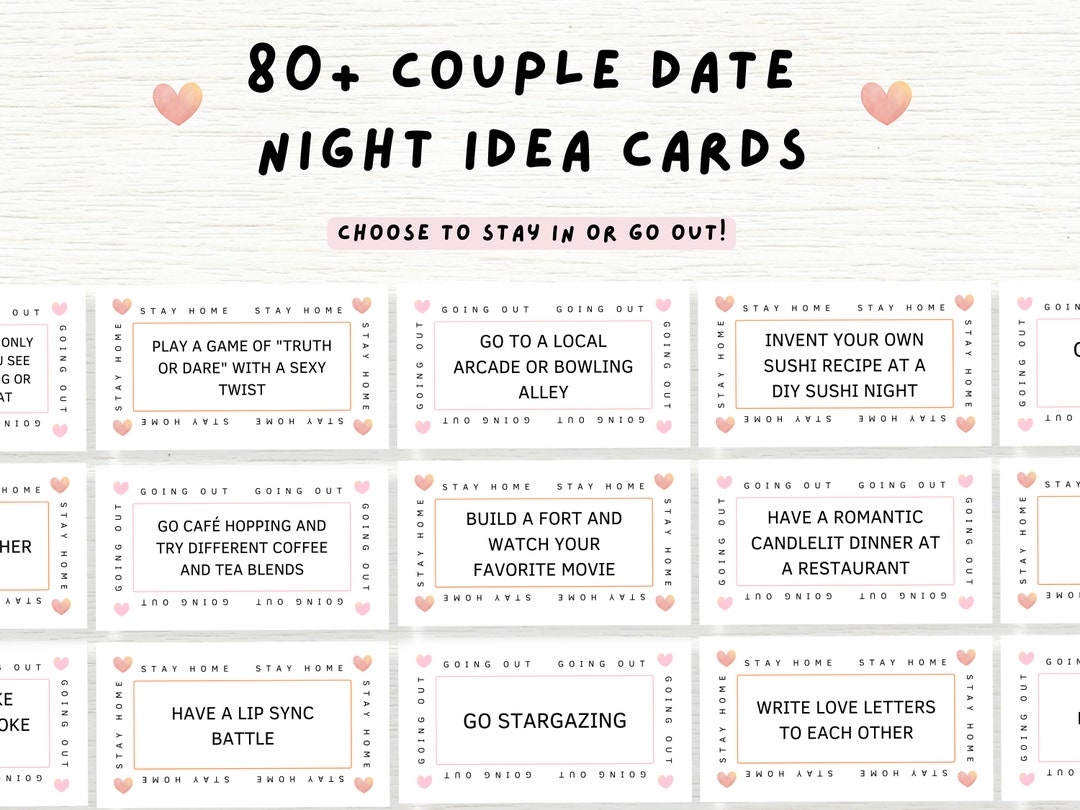 83 Couple Date Night Idea Cards | Printable Date Ideas & Relationship ...