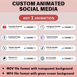 Custom Animated Social Media Follow/subscribe Buttons Personalized ...