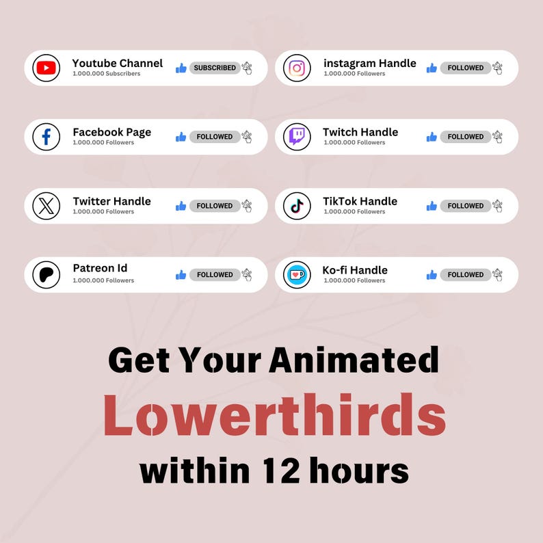 Custom Animated Social Media Follow/subscribe Buttons Personalized ...