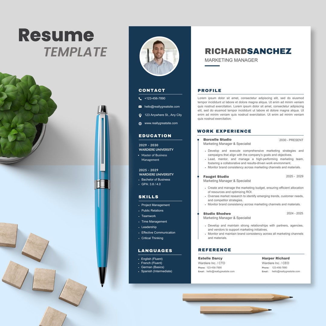 Resume Template, Modern Resume Template With Photo, Creative Resume ...
