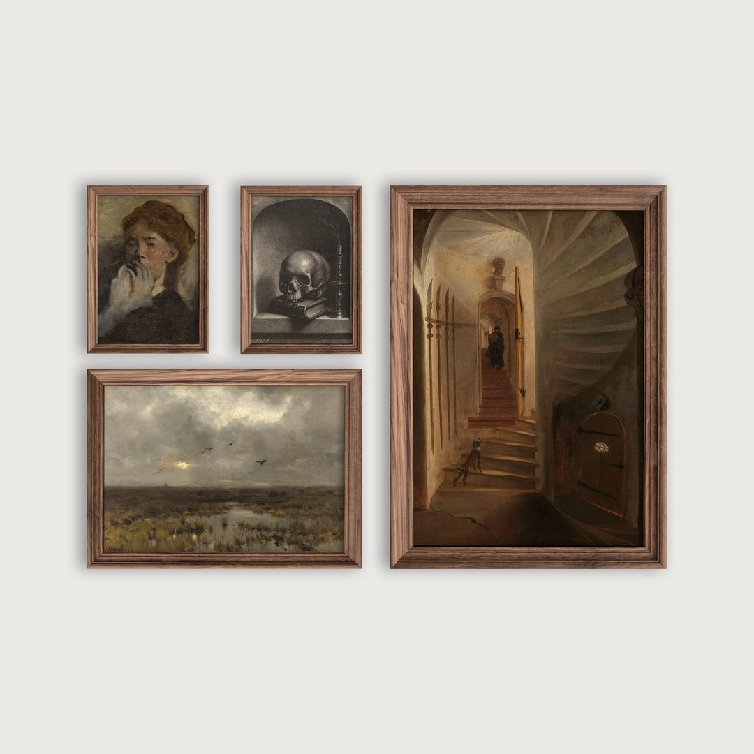 Dark Academia Decor, Set of 4 Moody Printable Art, Goth Room Decor ...