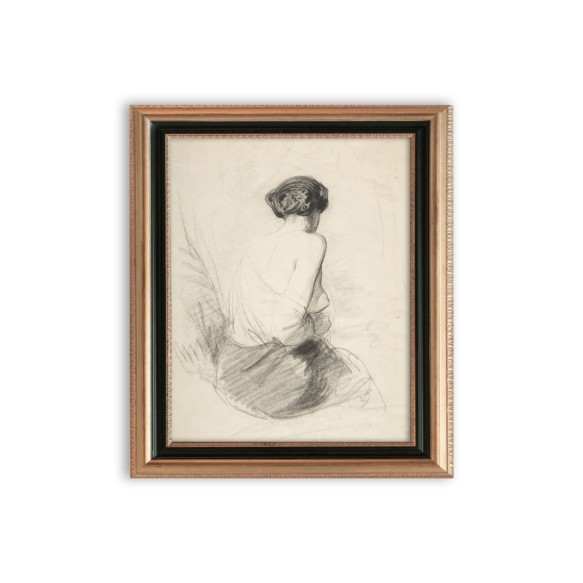 Set Of 7 Woman Figure Sketch Gallery Wall Vintage Female Nude Drawing