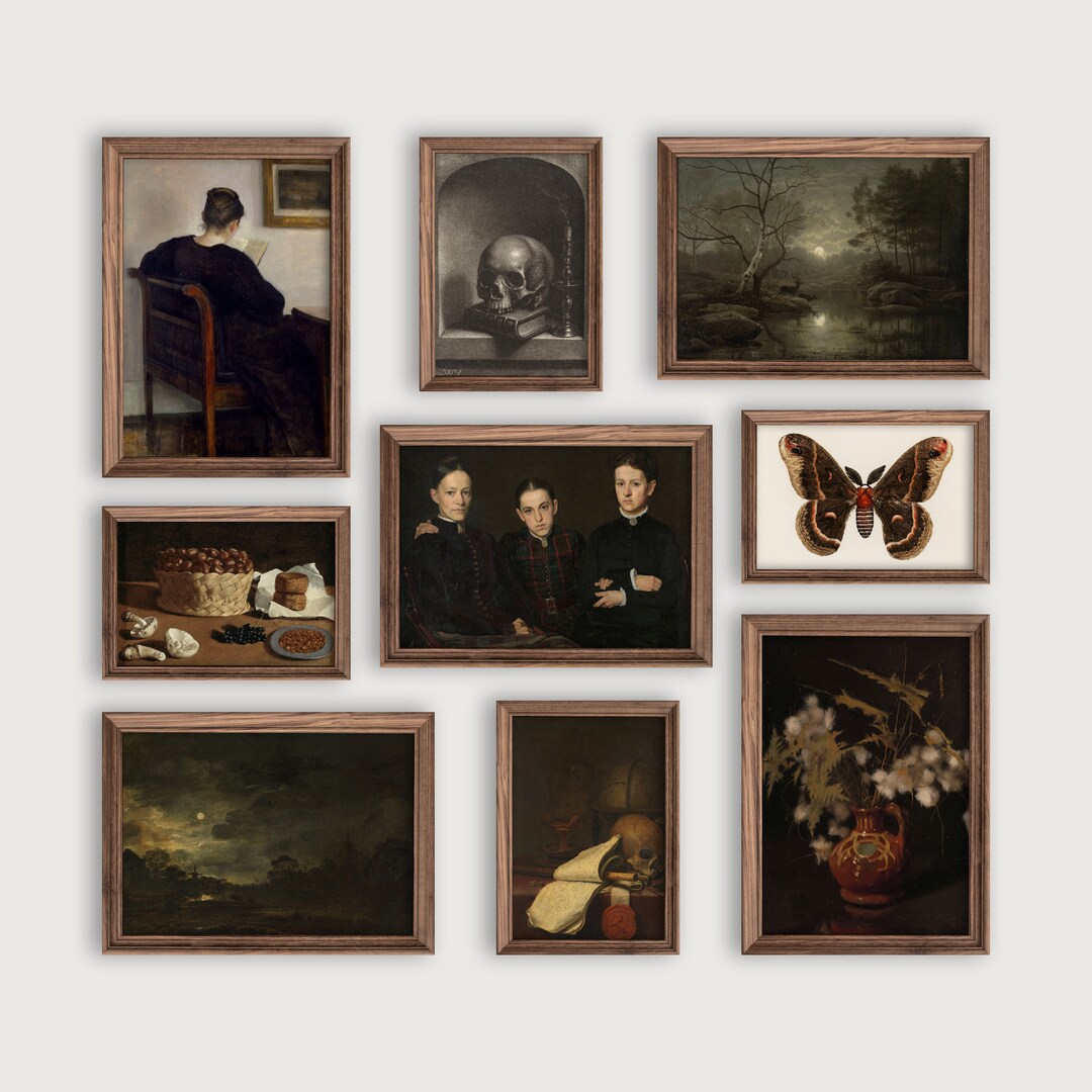 Dark Academia Decor, Set of 9 Halloween Printable Art, Goth Room Decor ...