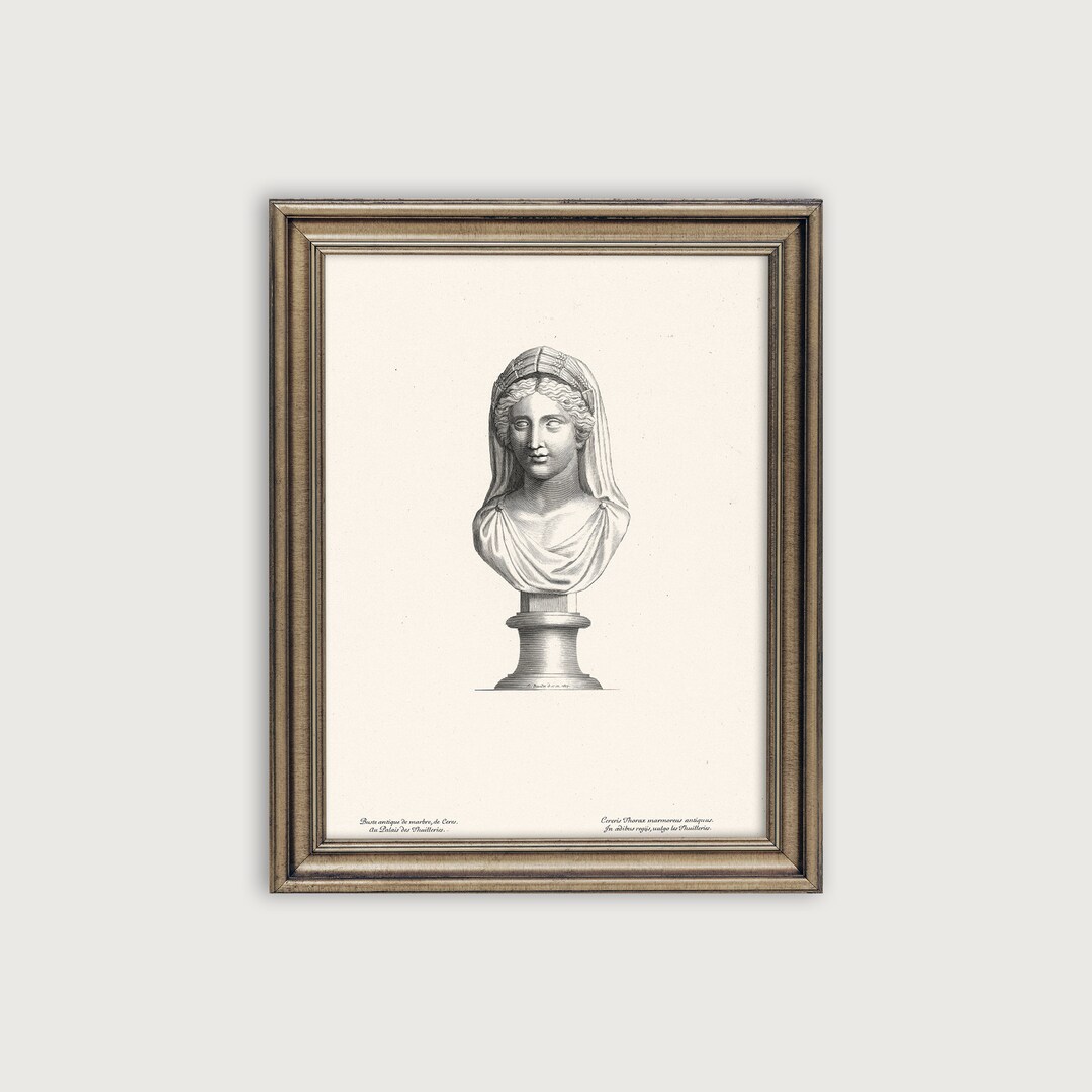 Antique Bust Statue Printable Art, Vintage Engraving Downloadable Art ...