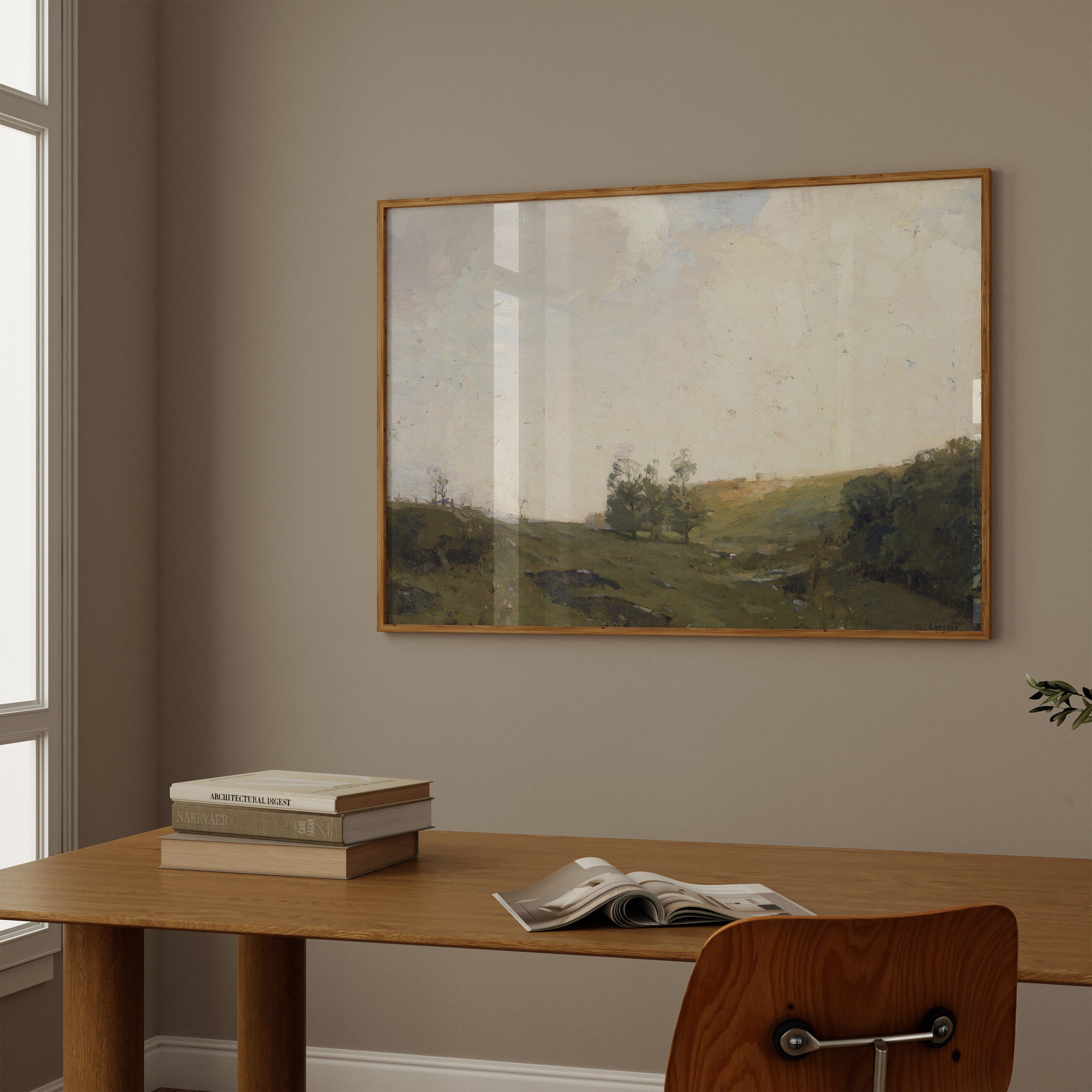 Vintage LANDSCAPE PAINTING Printable Art, Antique Farmhouse Wall Art ...