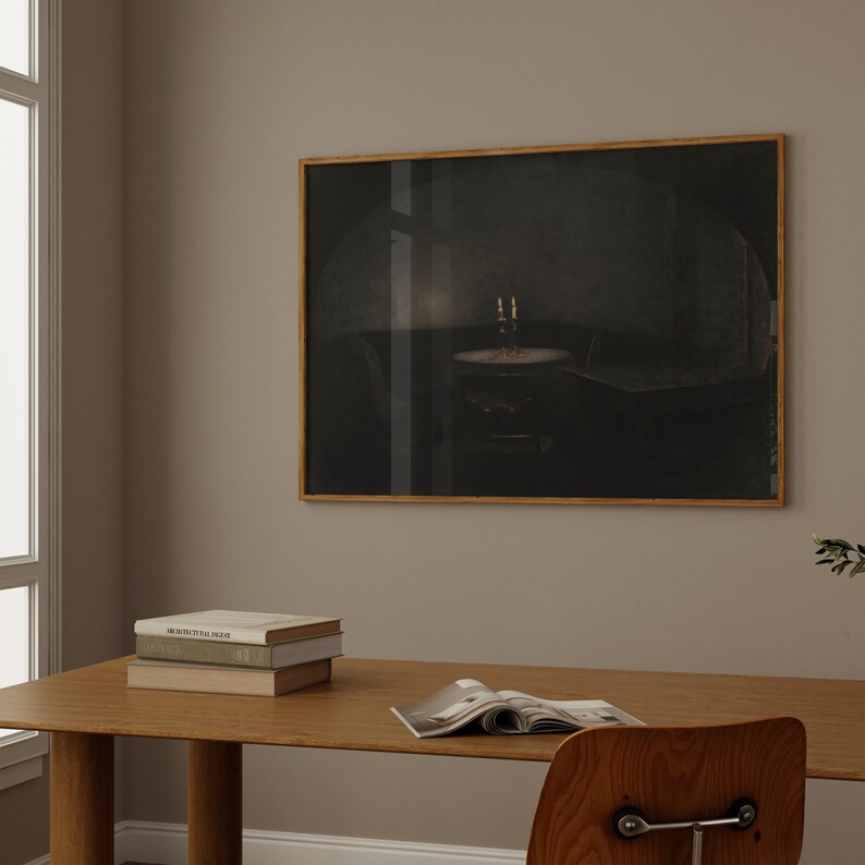 Dark Academia Decor, Moody Vintage Printable Art, Antique Interiors Oil ...