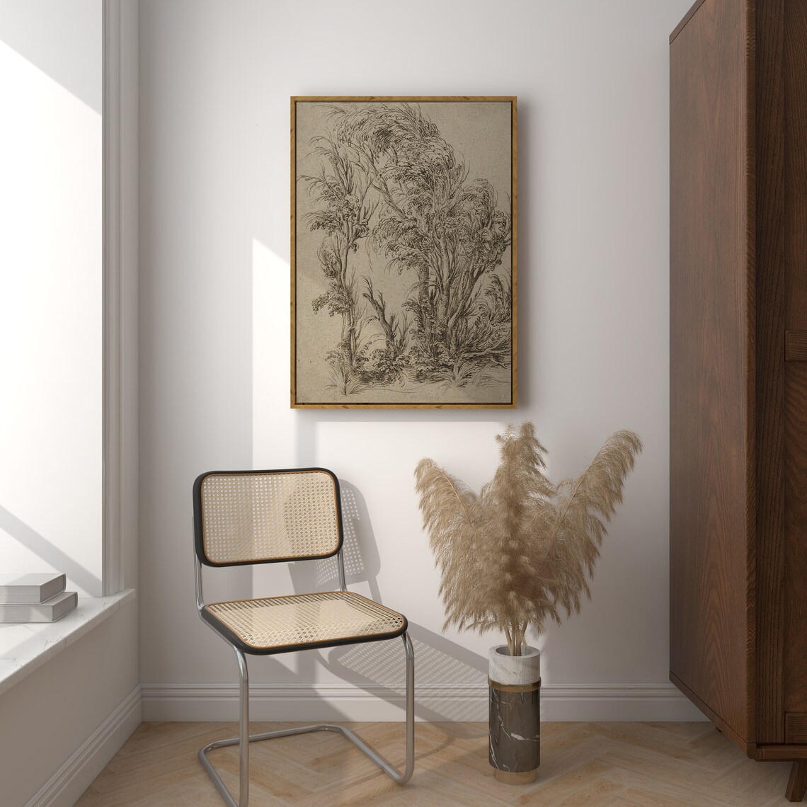 Tree Sketch Art, Vintage Neutral Art Print, Modern Farmhouse Wall Art ...