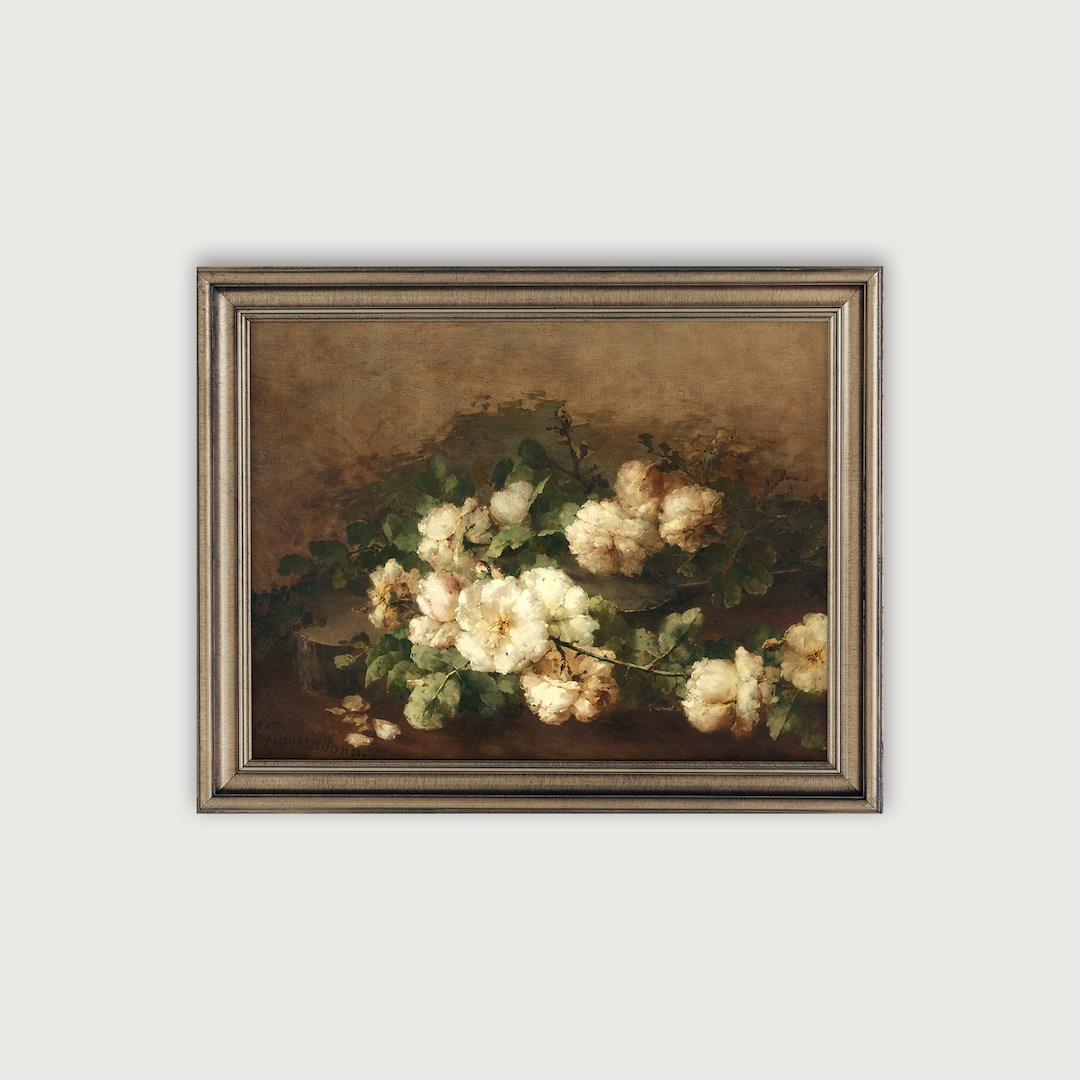 Dark Academia Decor, Vintage Moody Floral Art Print, Antique ...