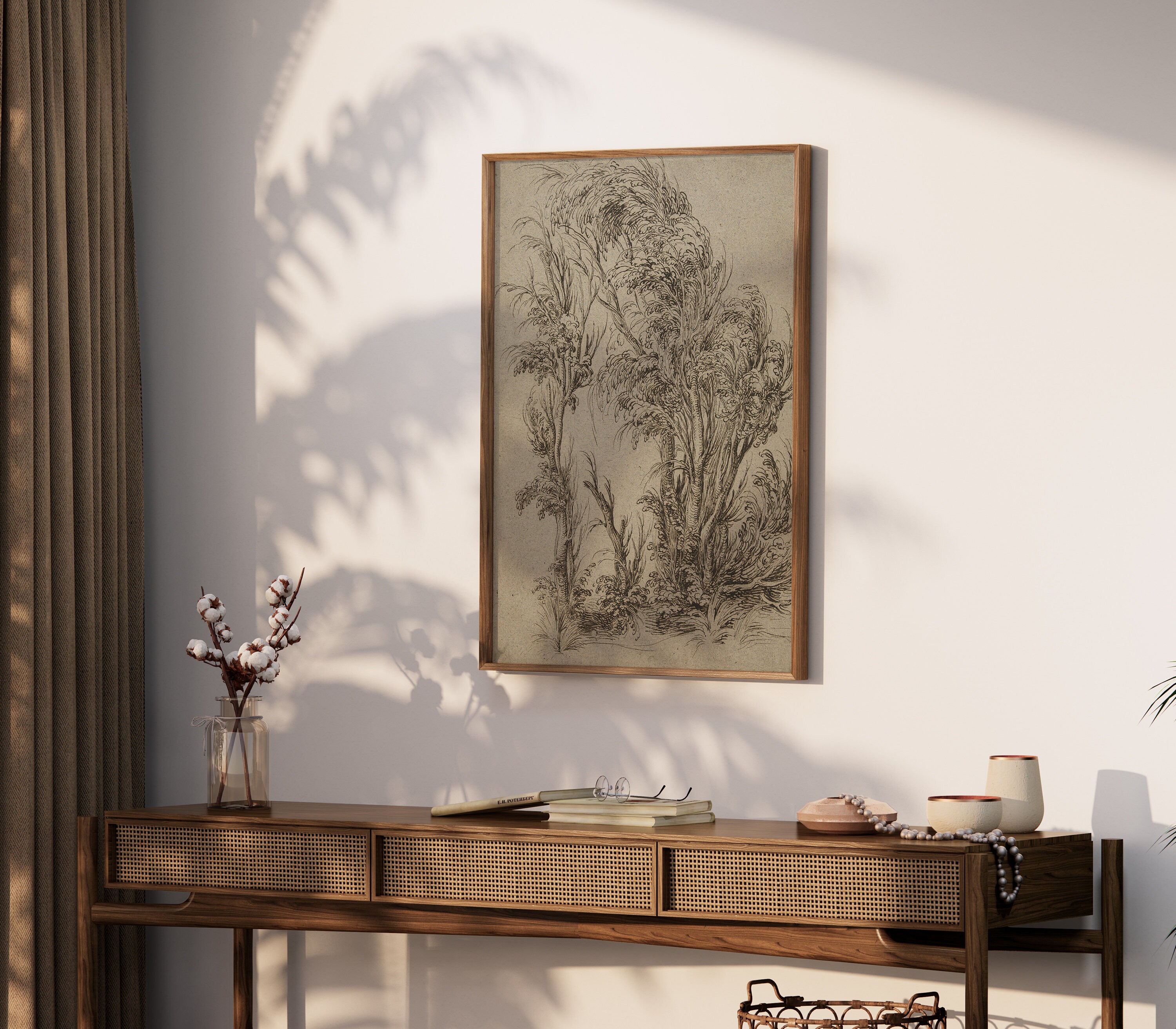 Tree Sketch Art, Vintage Neutral Art Print, Modern Farmhouse Wall Art ...