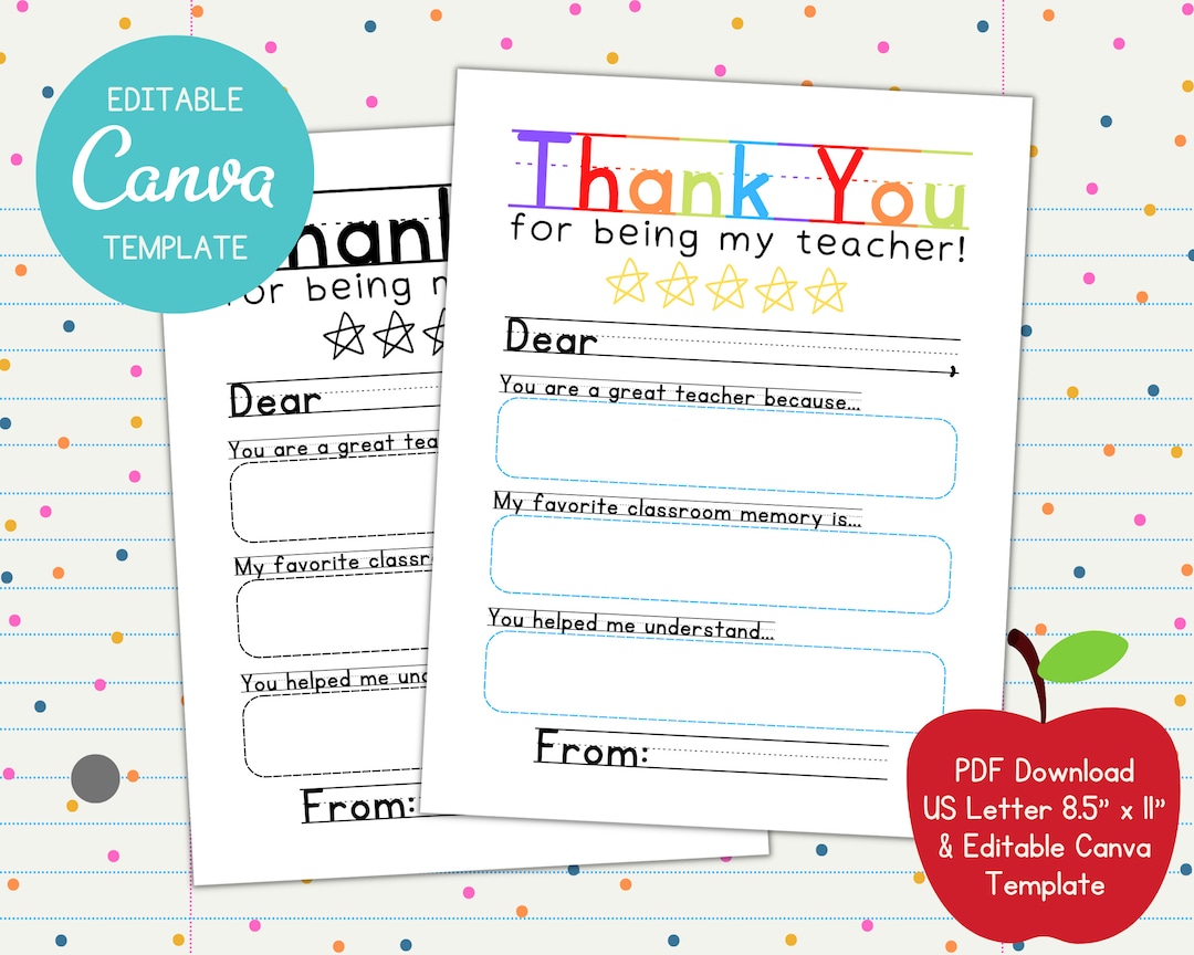 Thank You for Being an Awesome Teacher Editable Canva Template Teacher ...