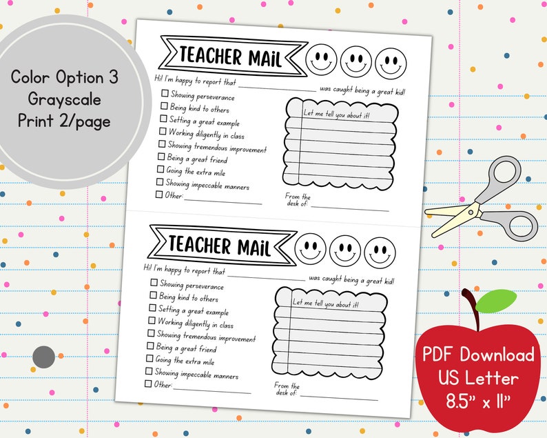 Positive Note Home, Teacher Mail Printable PDF, Instant Download ...