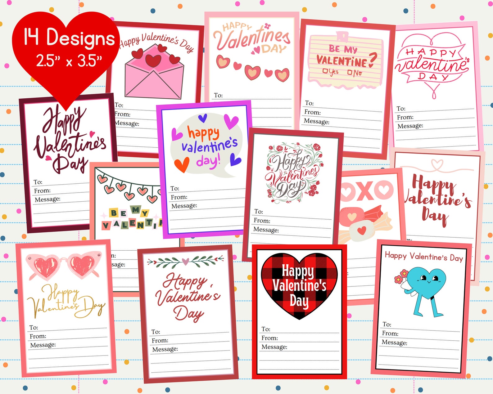Valentine's Day Candy Grams, Printable PDF, US Letter 8.5x11, Instant ...