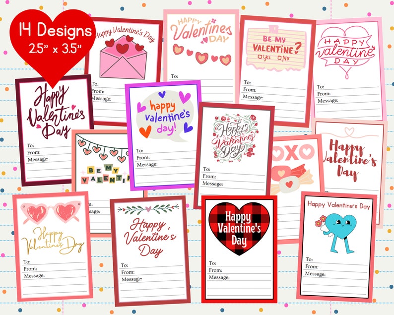 Valentine's Day Candy Grams, Printable PDF, US Letter 8.5x11, Instant ...
