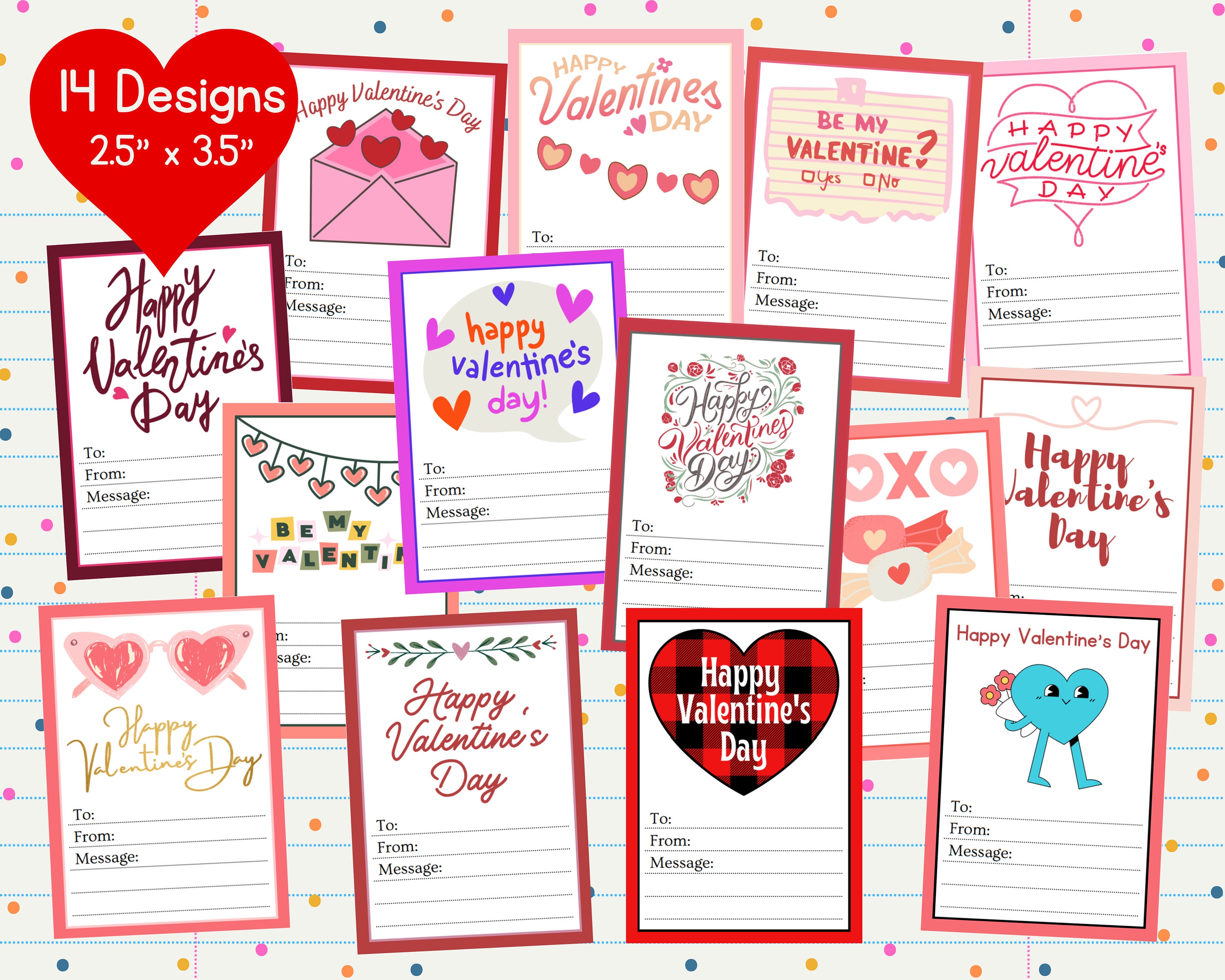 Valentine's Day Candy Grams, Printable PDF, US Letter 8.5x11, Instant ...