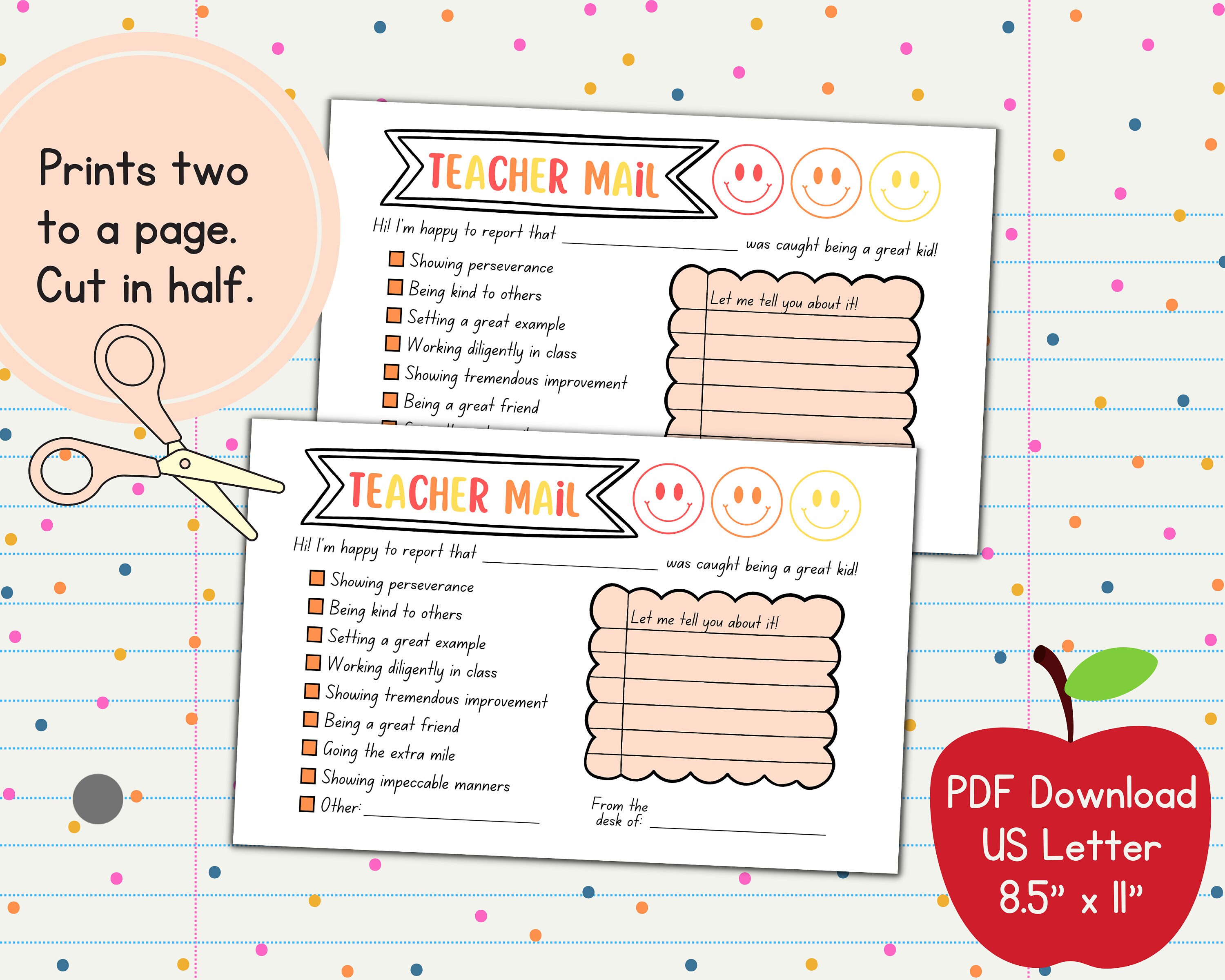 Teacher Mail Printable PDF Editable Canva Template Positive - Etsy