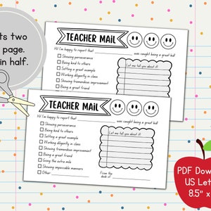 Positive Note Home, Teacher Mail Printable PDF, Instant Download ...