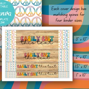 Groovy 70s Binder Covers & Spines, 6 Designs, Fully Editable Canva ...