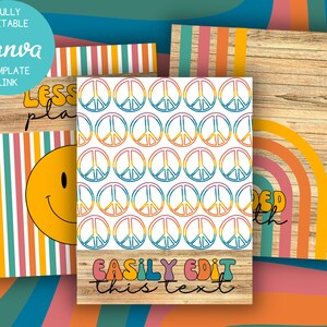 Groovy 70s Binder Covers & Spines, 6 Designs, Fully Editable Canva ...