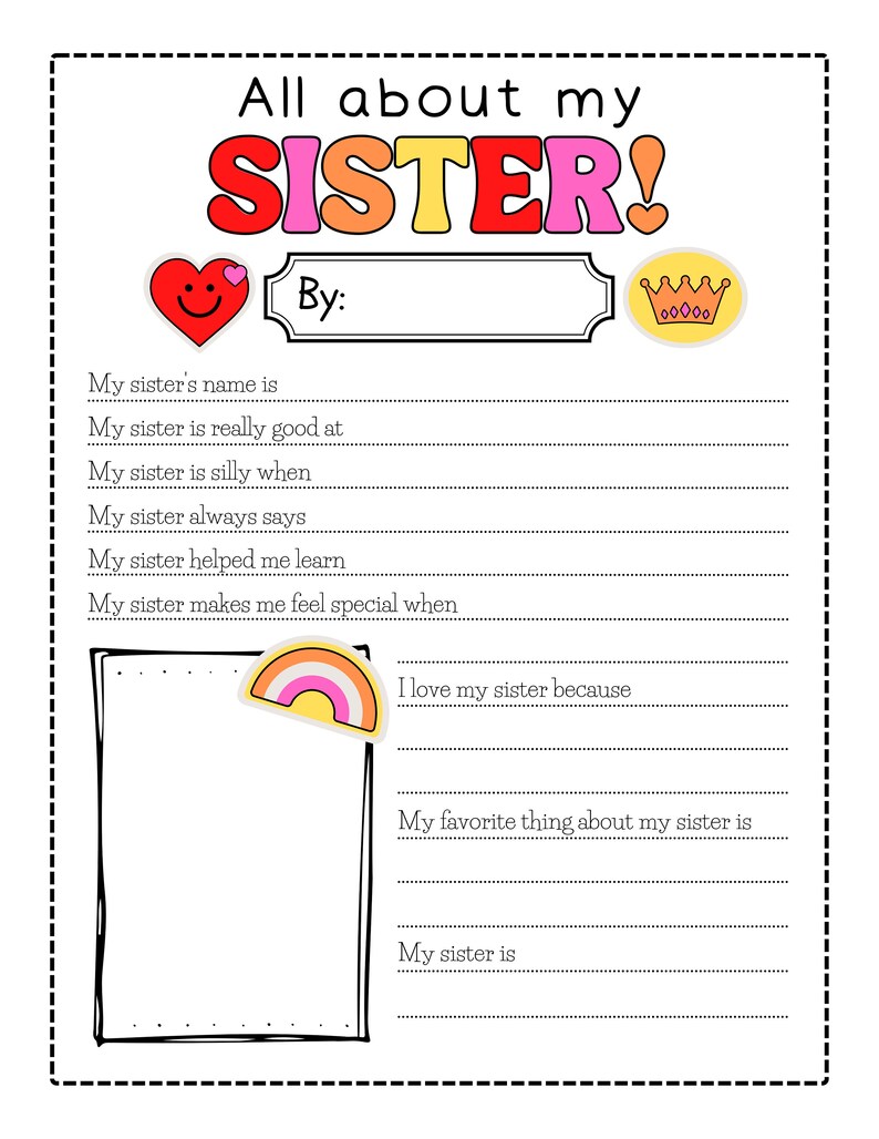 All About My Sister, Siblings Day Printable PDF, US Letter 8.5x11 ...