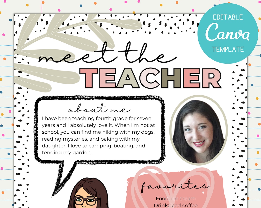 Floral Boho Meet the Teacher Handout, Fully Editable Canva Template ...