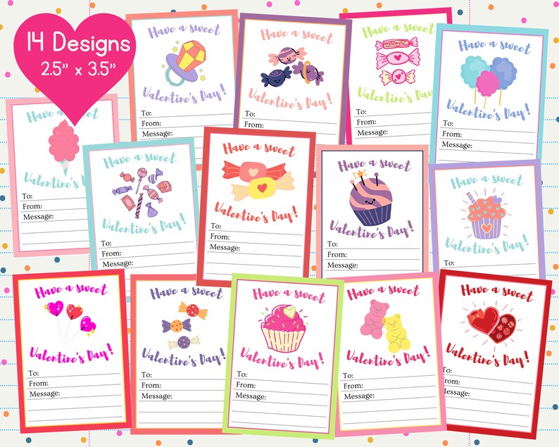 Valentine's Day Candy Grams, Printable PDF, US Letter 8.5x11, Instant ...