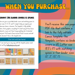 Groovy 70s Binder Covers & Spines, 6 Designs, Fully Editable Canva ...