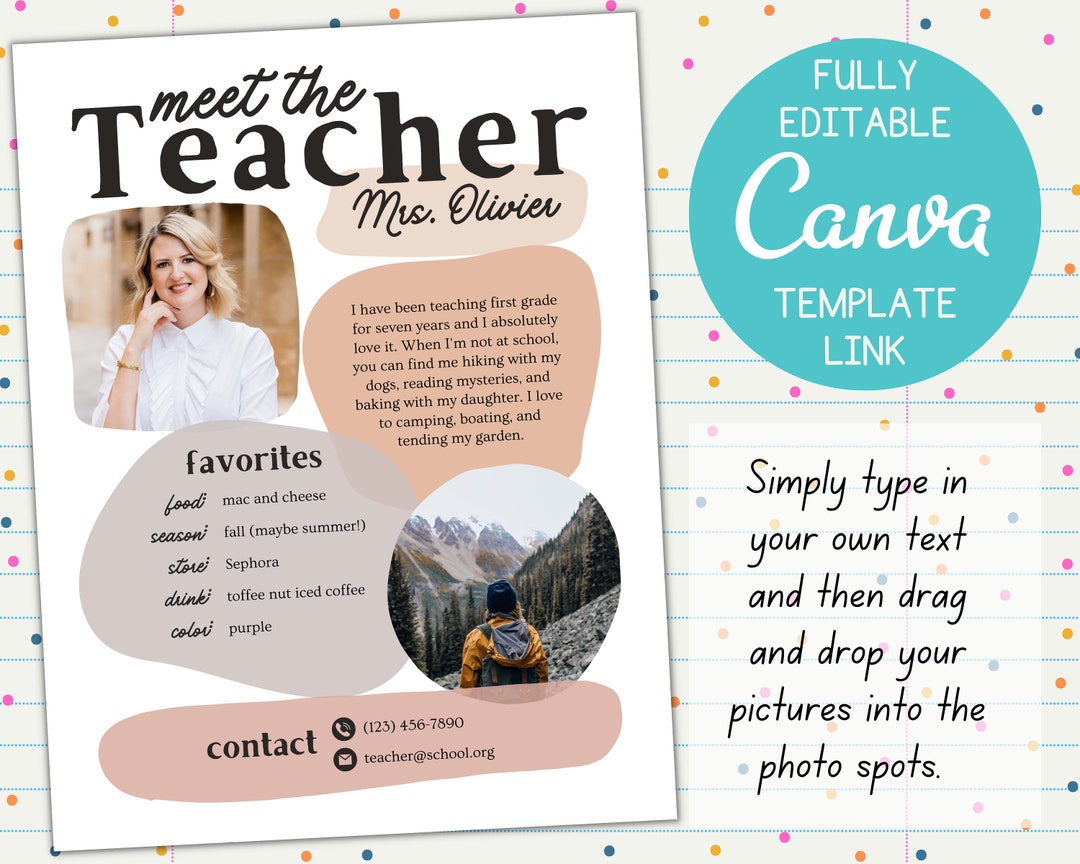 Meet the Teacher Handout, Neutral Colors & Organic Shapes, Fully ...