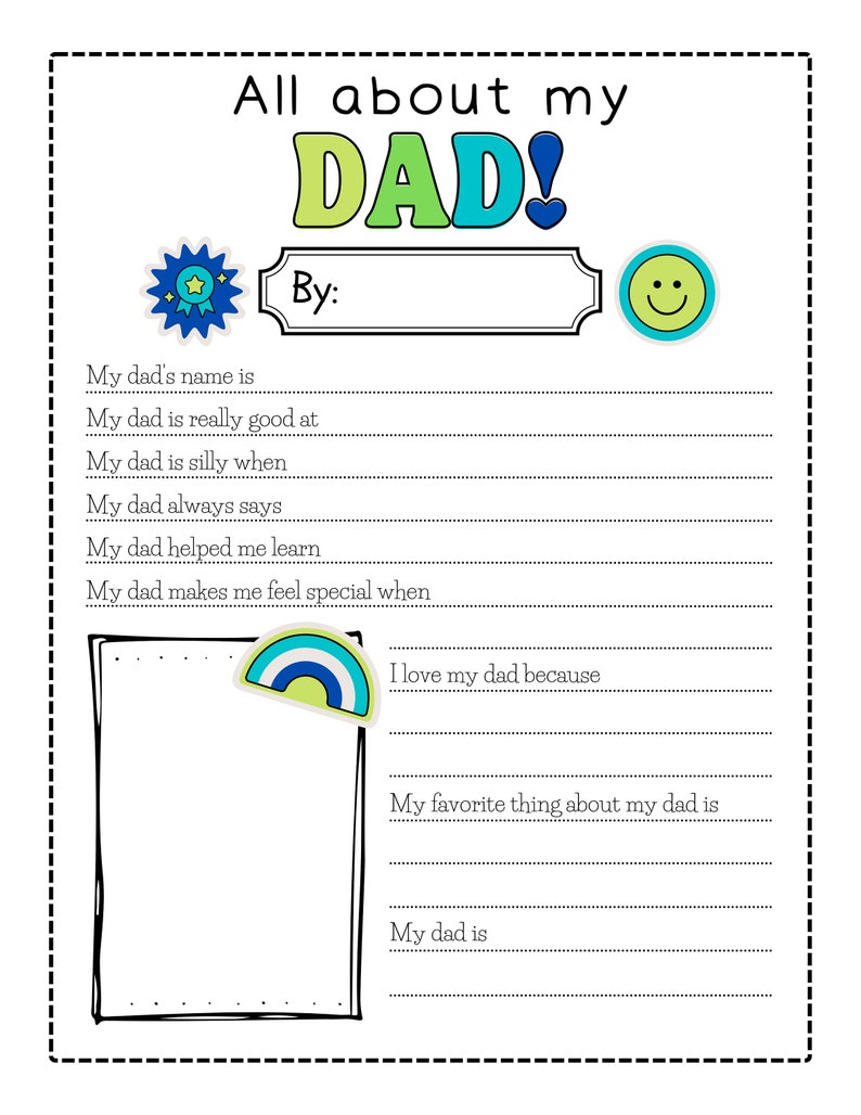All About My Dad, Father's Day Printable PDF, US Letter 8.5x11, Instant ...