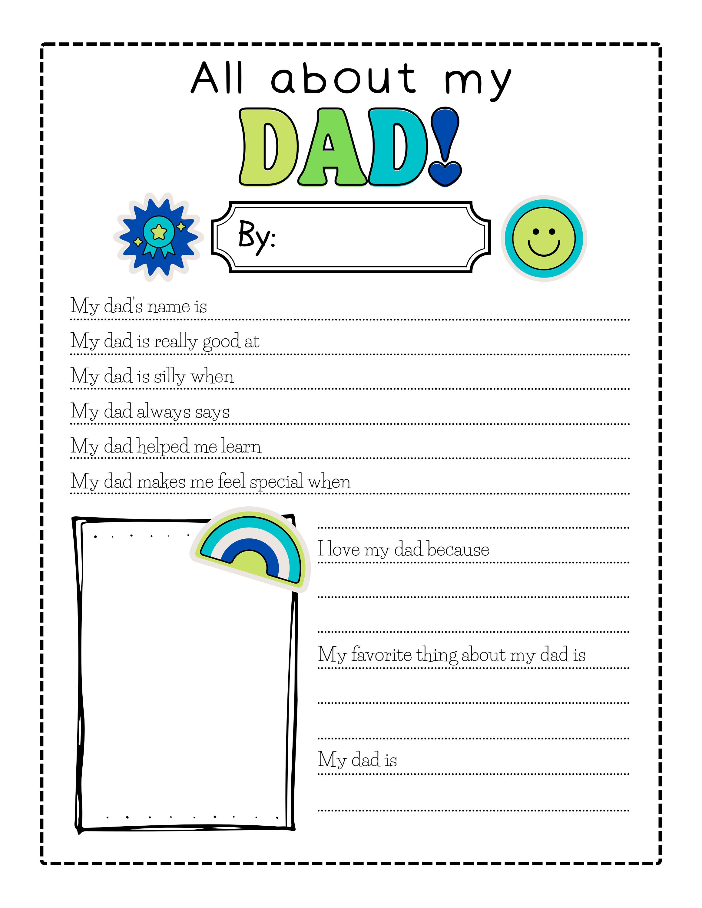 All About My Dad, Father's Day Printable PDF, US Letter 8.5x11, Instant ...