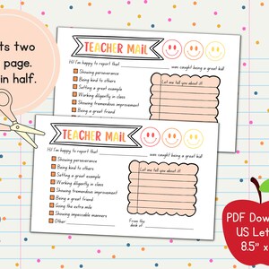 Positive Note Home, Teacher Mail Printable PDF, Instant Download ...