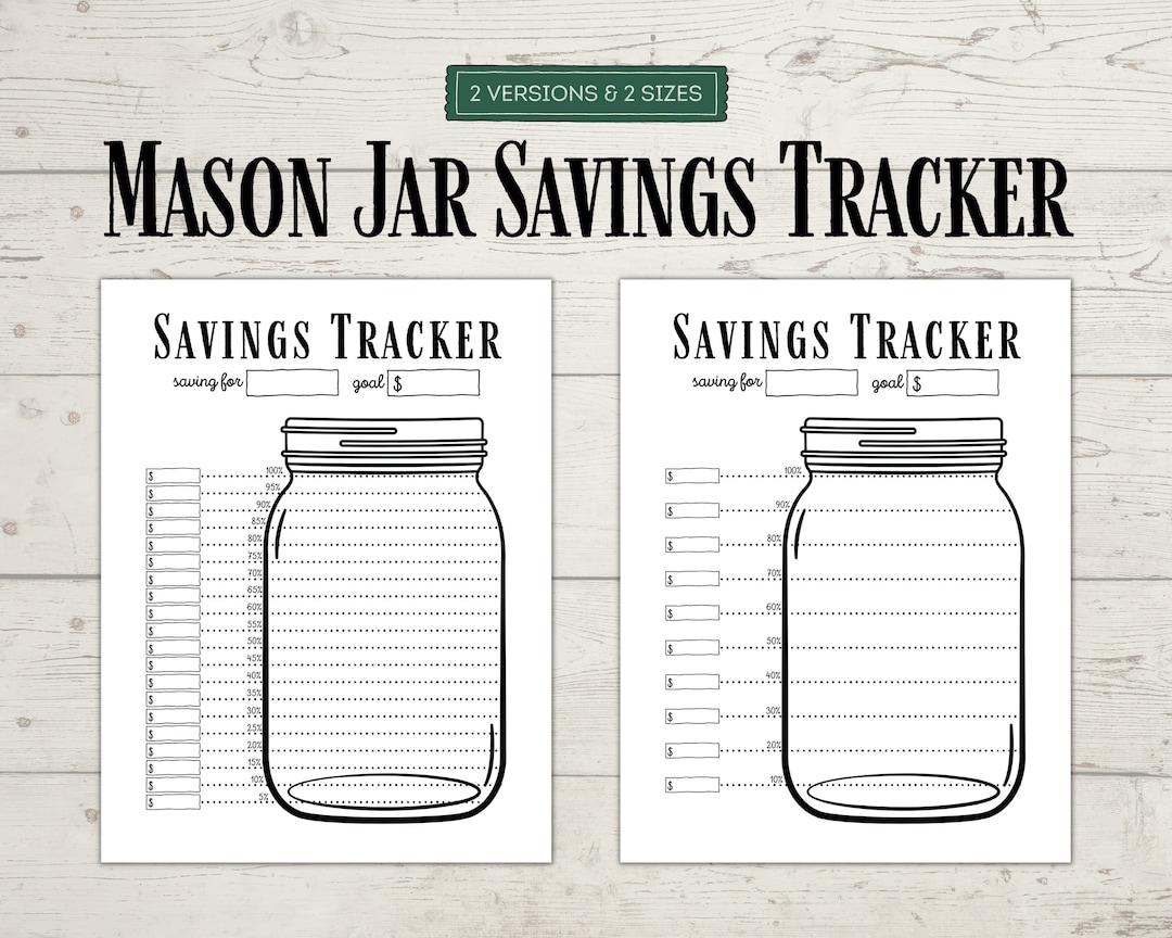 Mason Jar Savings Tracker, Printable PDF, Instant Download, Personal ...