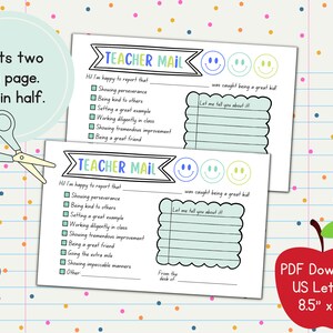 Positive Note Home, Teacher Mail Printable PDF, Instant Download ...