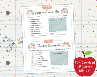 Substitute Teacher Mail Printable PDF, Editable Canva Template ...