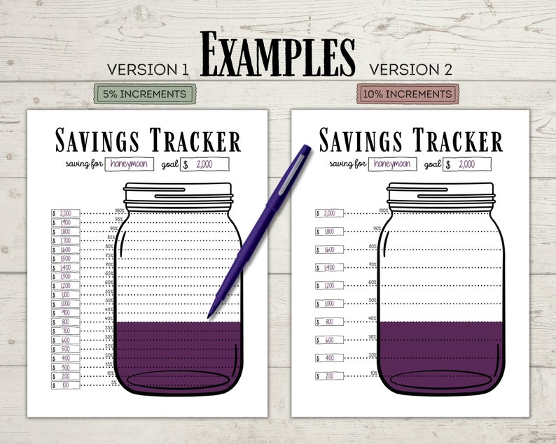 Mason Jar Savings Tracker, Printable PDF, Instant Download, Personal ...