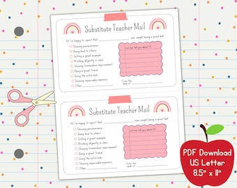 Positive Note Home, Teacher Mail Printable PDF, Instant Download ...