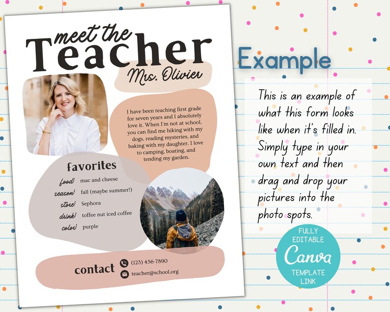 Meet the Teacher Handout Neutral Colors & Organic Shapes - Etsy
