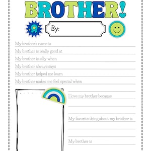 All About My Brother, Siblings Day Printable PDF, US Letter 8.5x11 ...