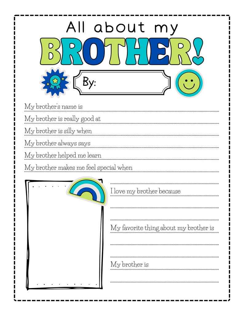 All About My Brother, Siblings Day Printable PDF, US Letter 8.5x11 ...