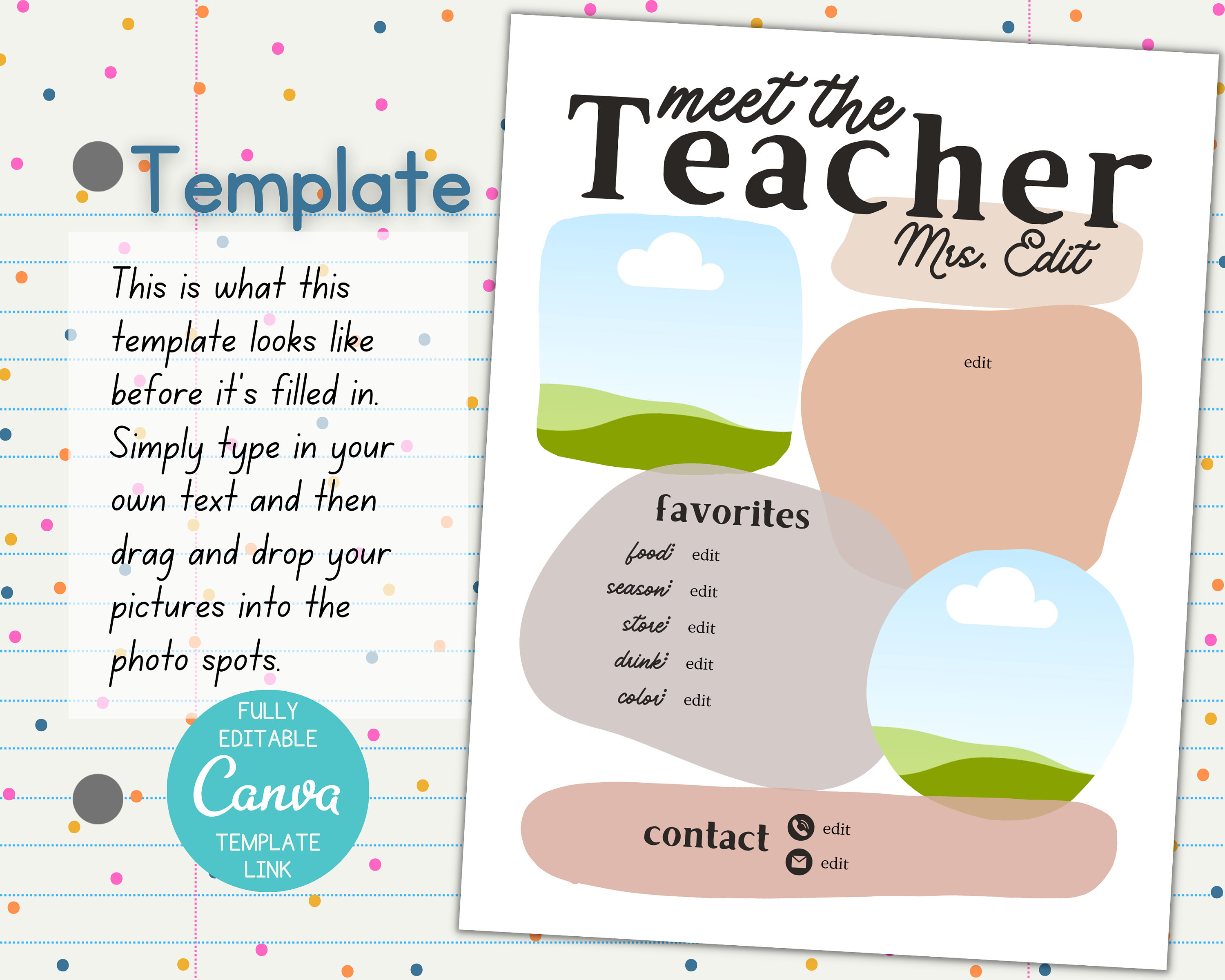 Meet the Teacher Handout, Neutral Colors & Organic Shapes, Fully ...