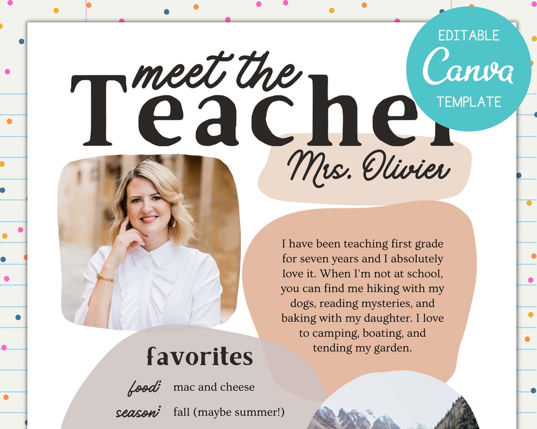 Meet the Teacher Handout, Neutral Colors & Organic Shapes, Fully ...