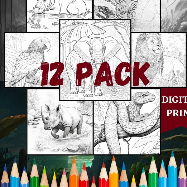 Set of 6 Prints Safari Animals Watercolor Paintings Six Animal ...