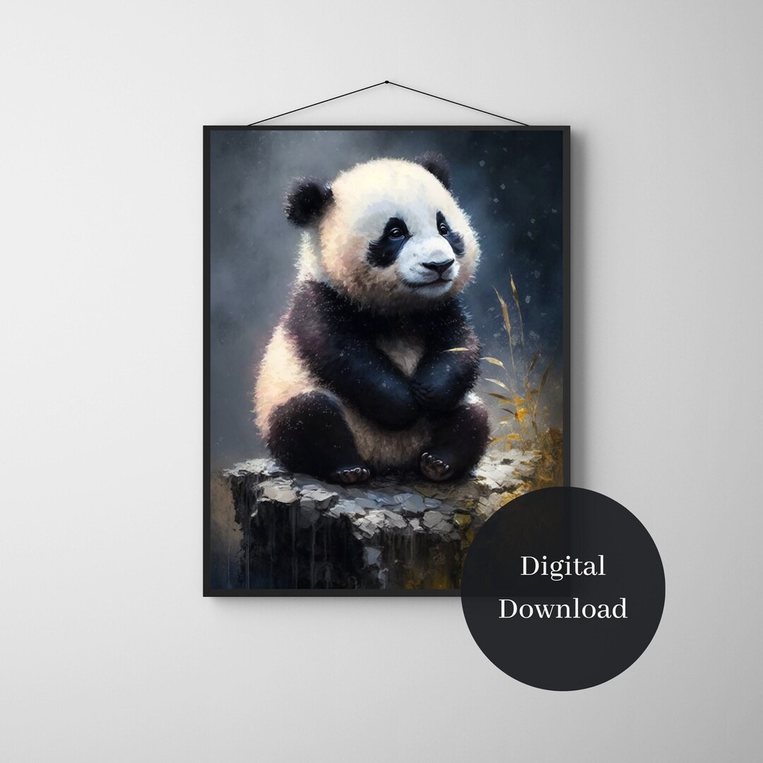 Cute Panda Digital Art,digiprint, Digital Download, Printable Wall Art ...