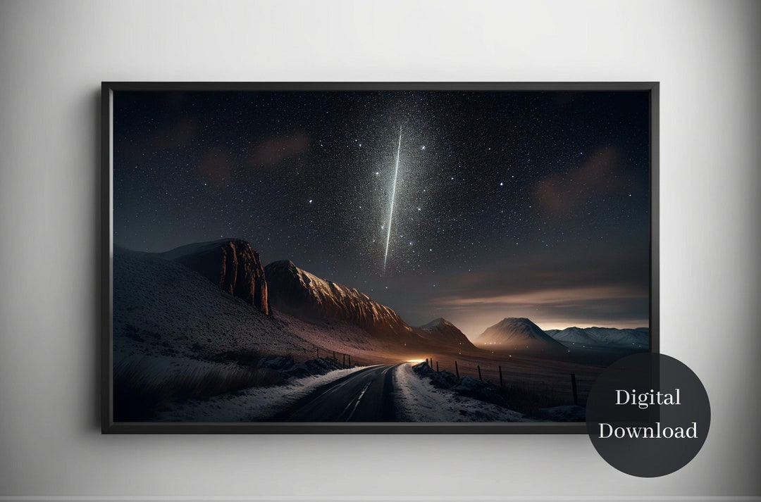 Starry Night Digital Art, Landscape Digital Download, Printable Wall ...