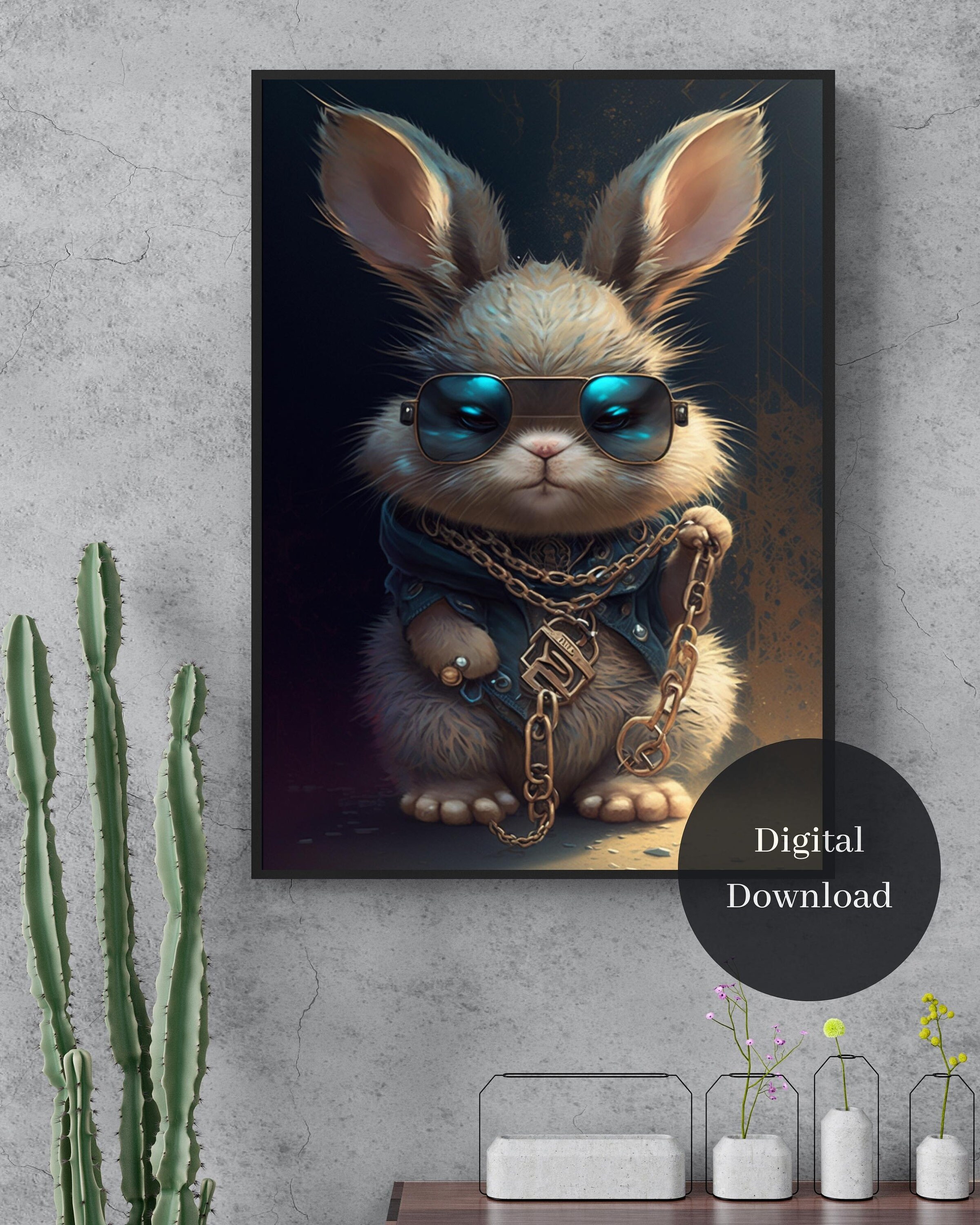 Digital Art Cute Bunny Abstract Art Digiprint Easter Bunny Digital ...