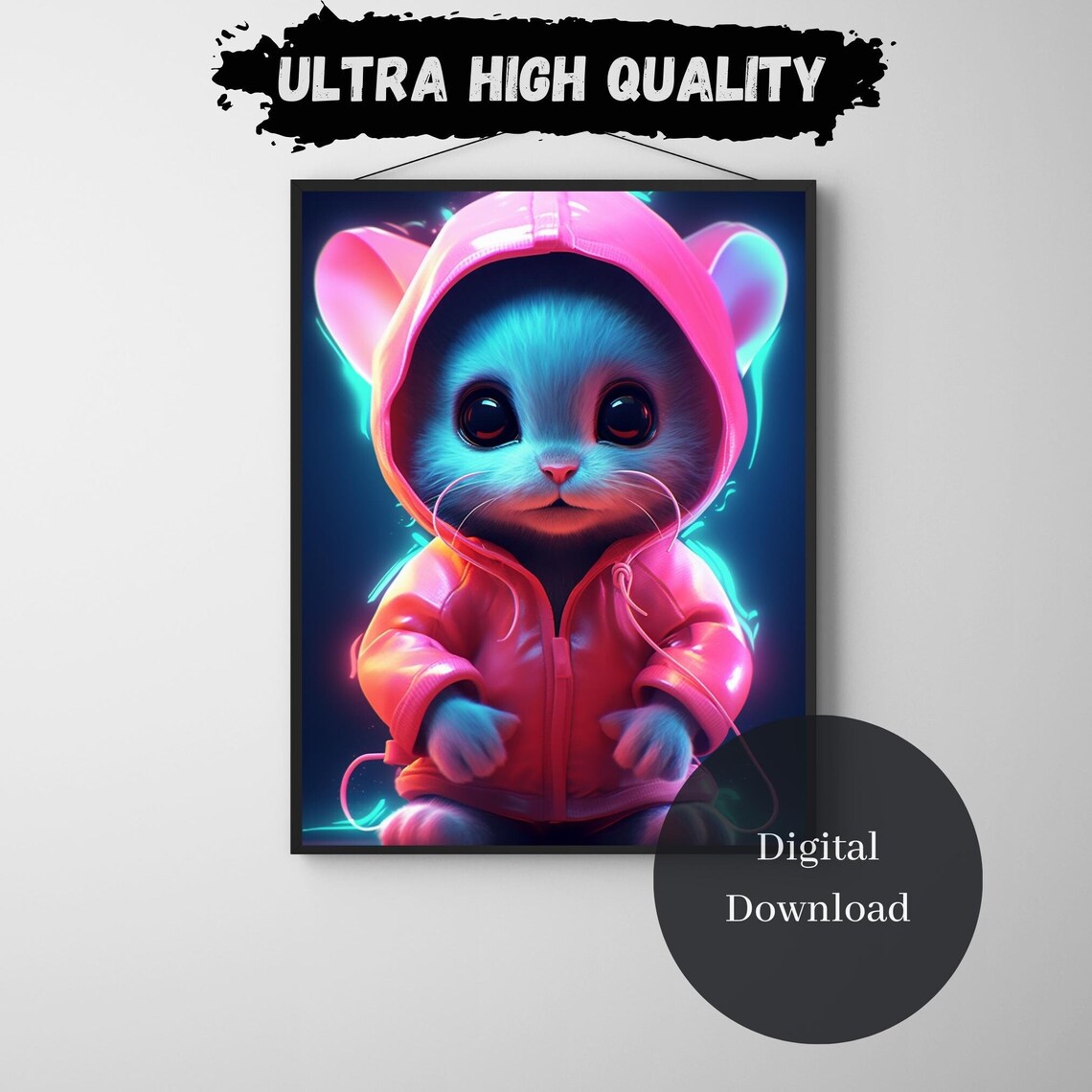 Baby Mouse Print Cute Baby Boy Art Digital Download Cute Neon Baby Girl ...