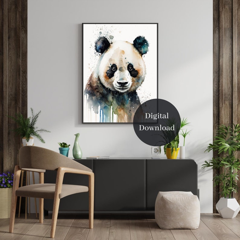 The Print Watercolor Painting Panda Wall Art Watercolors - Etsy