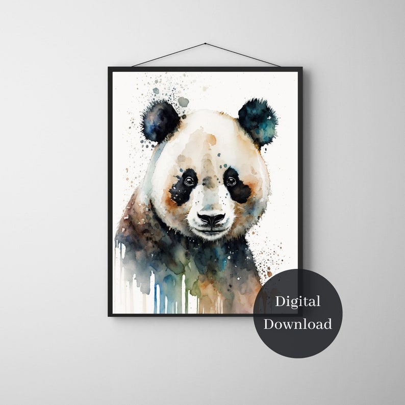 The Print Watercolor Painting Panda Wall Art Watercolors - Etsy