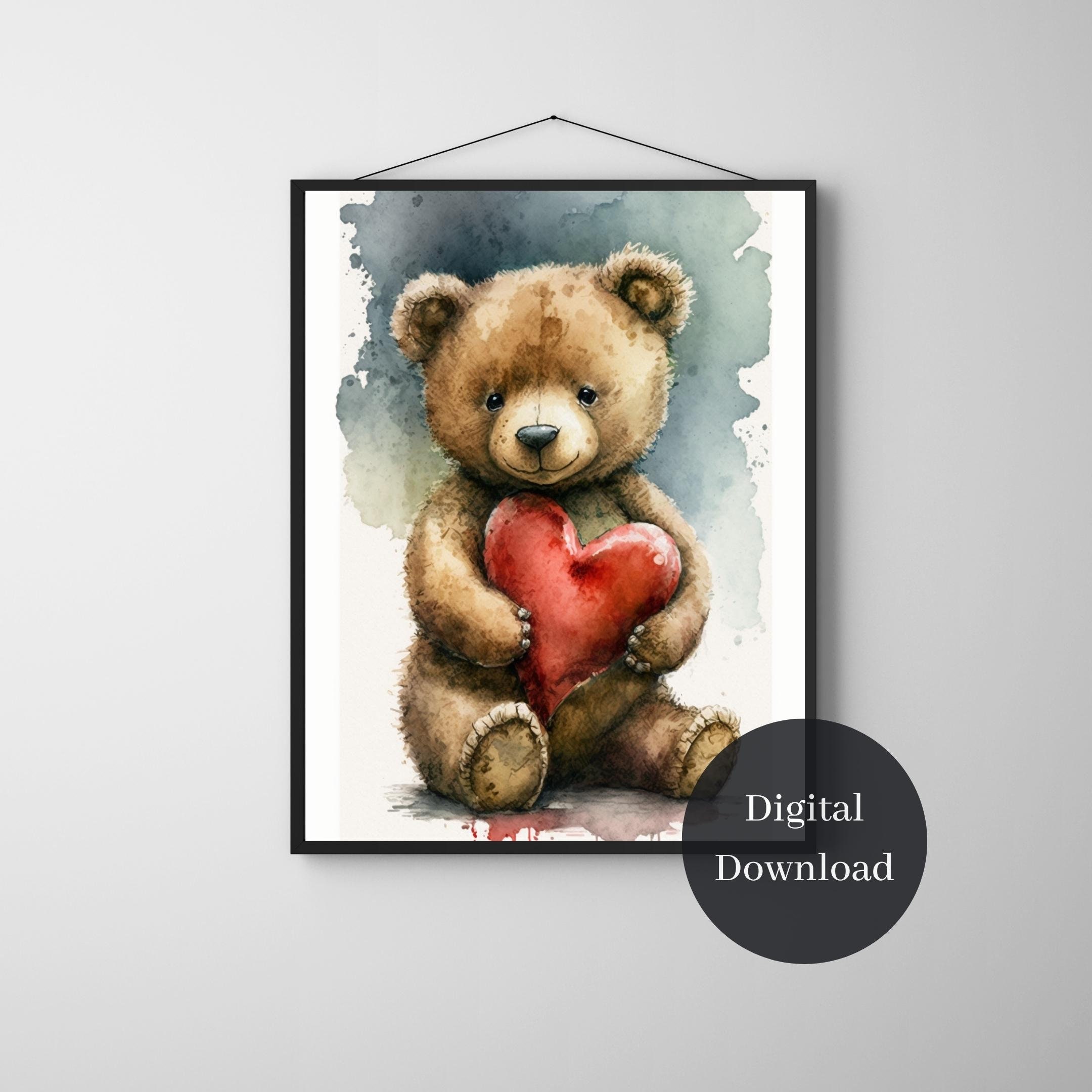 Set of 3 Cute Teddy Bears Nursery Watercolor Painting Printable Wall ...